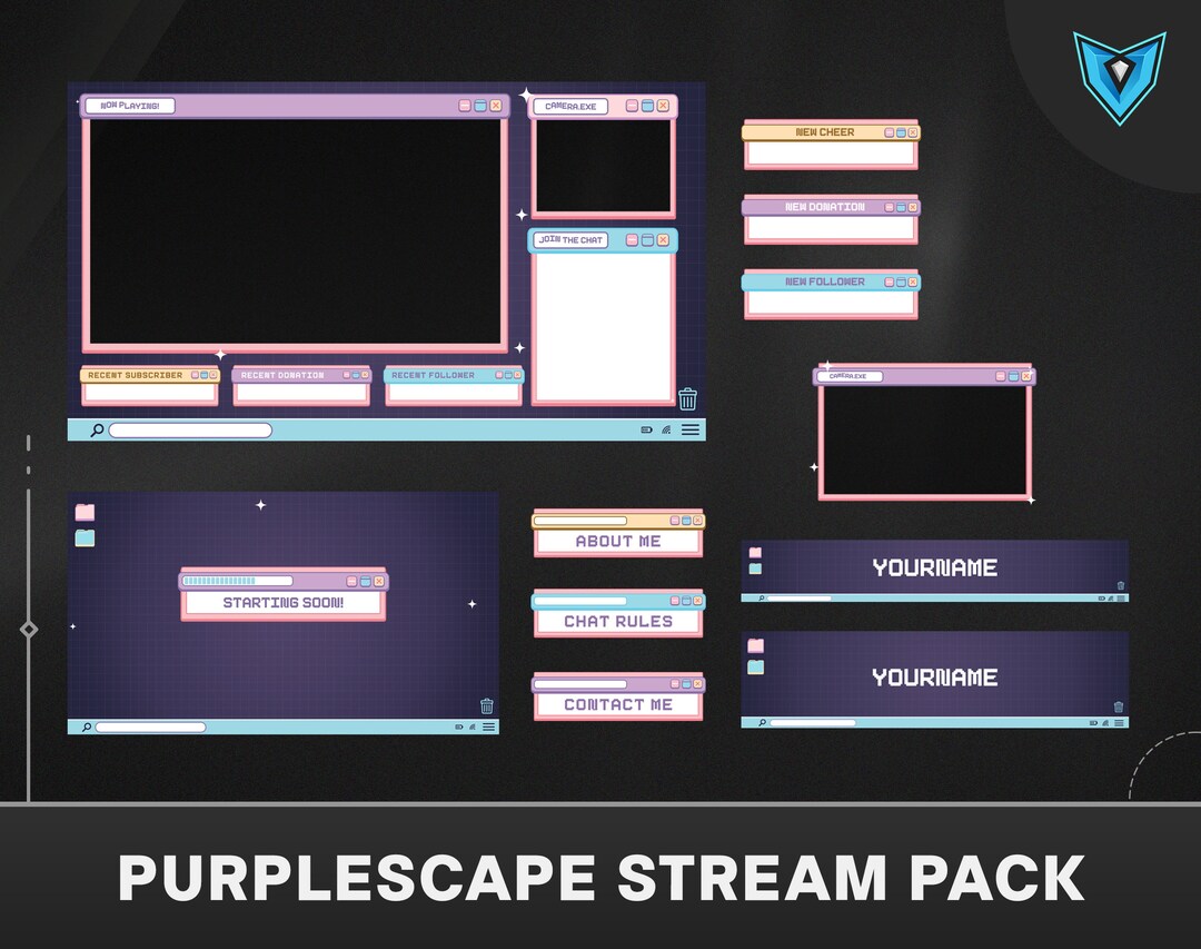 Animated Purple Stream Overlay Package Lofi Aesthetic Stream - Etsy