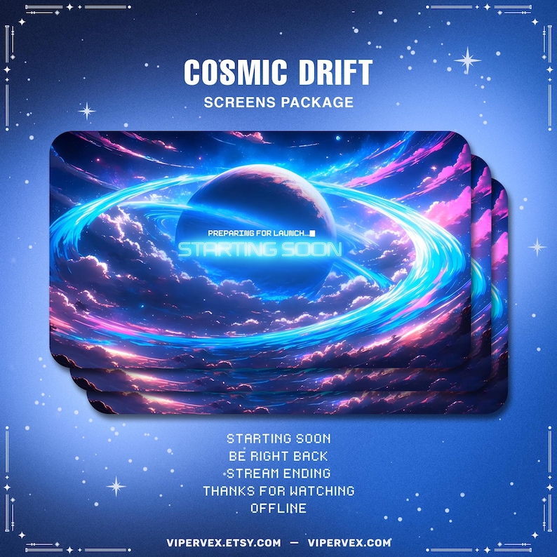 Animated Space Twitch Overlay Package: Galaxy Stream Scenes (MP4 ...