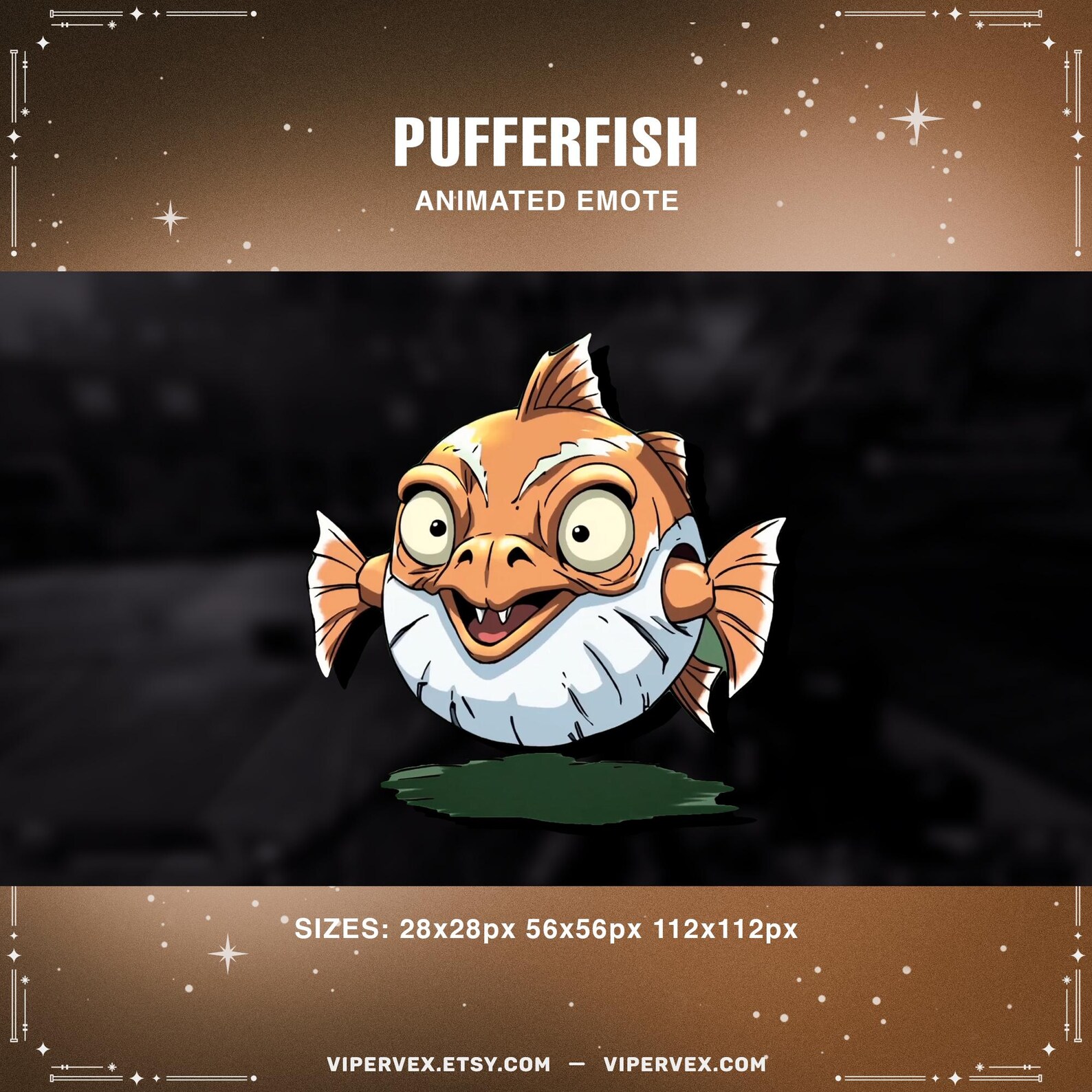 Animated Pufferfish Twitch Emote: Funny Kawaii Emoji (GIF Download) - Etsy