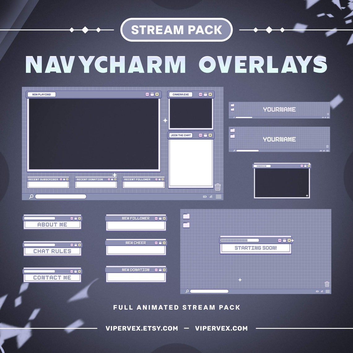 Animated Stream Overlay Package Cozy Vtuber, Overlays, Alerts, Screens ...