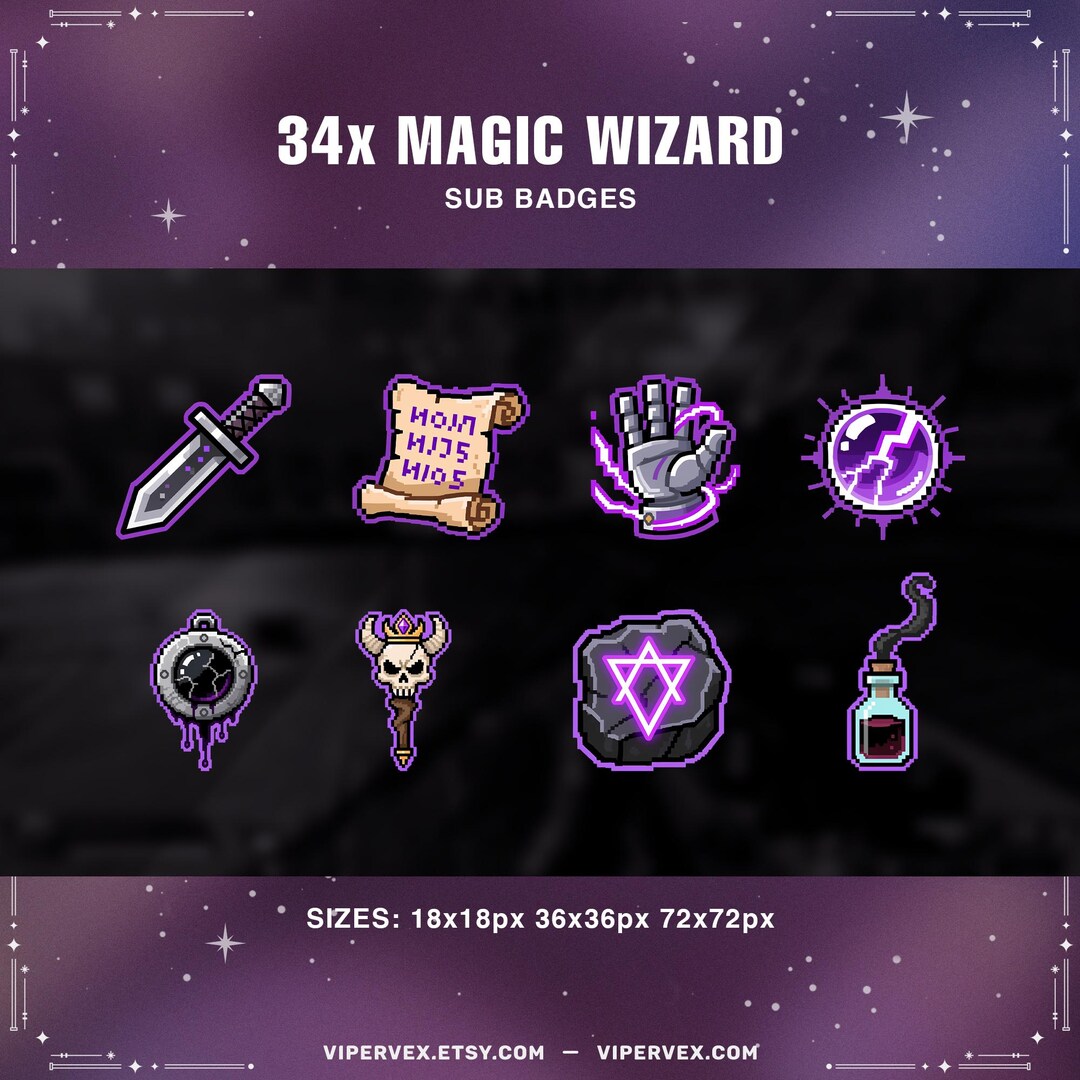 Emblemas de sub-jogador de pixel art do Magic Wizard: Emblemas de ...