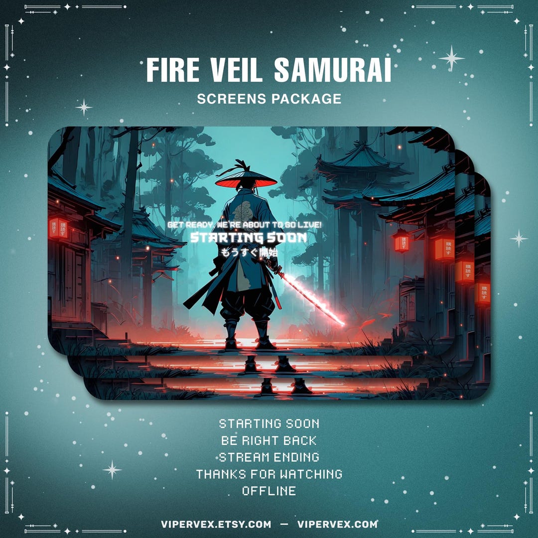 Samurai Stream Package With Fire Sword | Twitch Overlay Anime Style ...