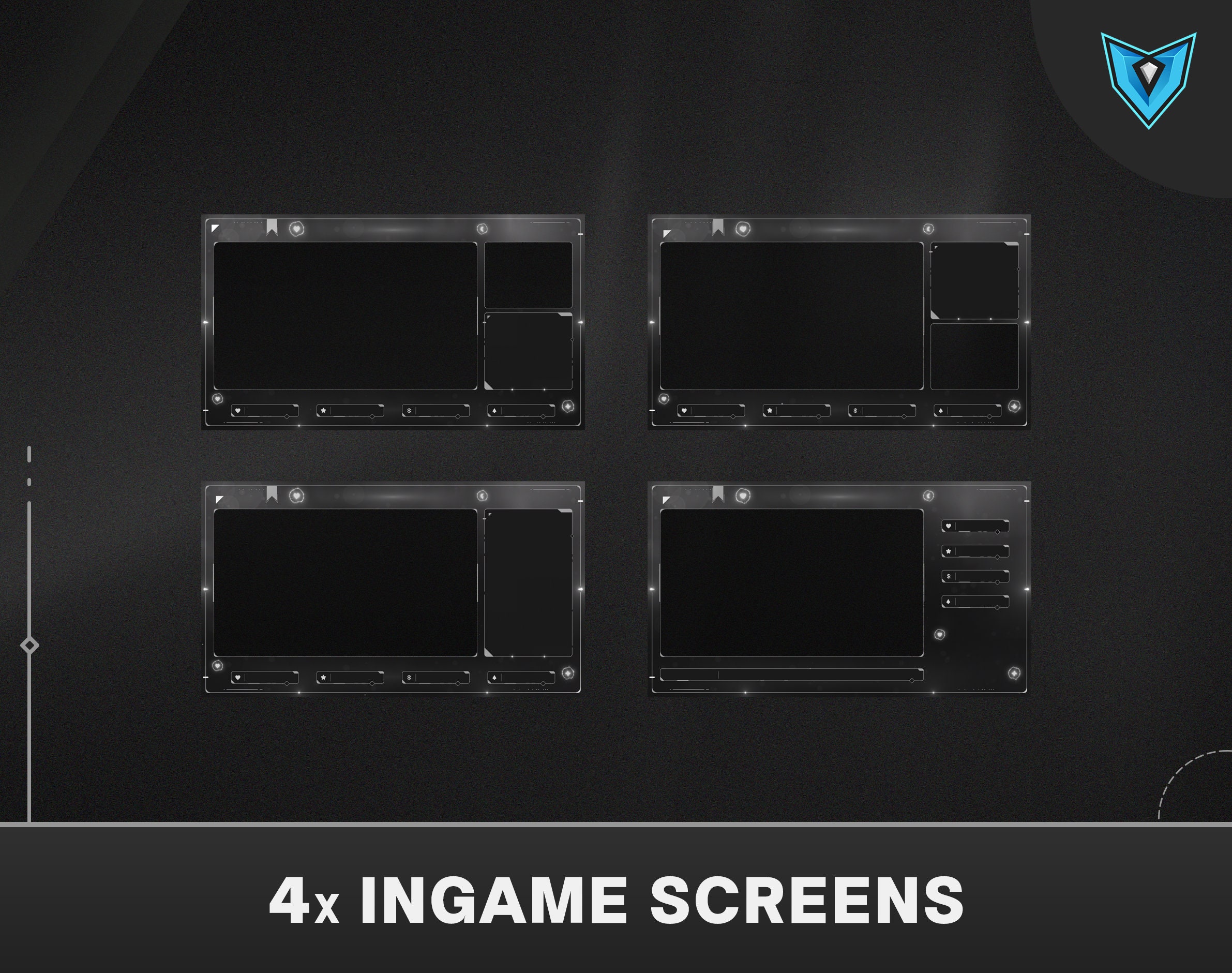 Black Animated Twitch Overlay Package, Black and White Twitch Overlay ...