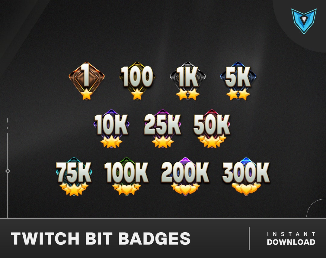 Hearts and Stars Sub Badges Twitch, Twitch Cheer Badges, Bits Badges ...