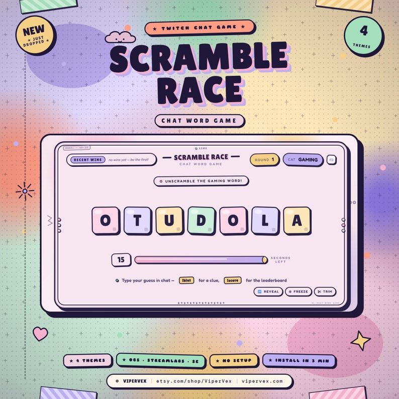 Twitch Word Scramble Chat Game · Interactive Stream Overlay Widget ...