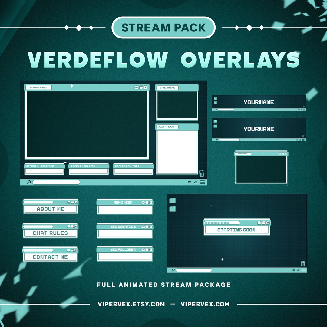 Green Animated Stream Overlay Pack, Twitch Panels, Youtube Stream ...