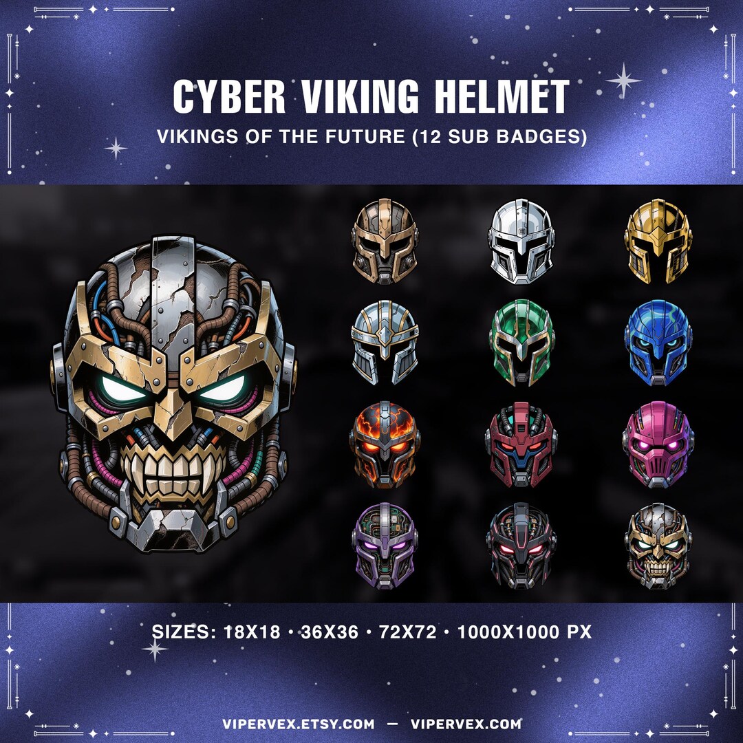 Sub Badges Viking Helmet Twitch Tiered Subscriber Icons Norse Warrior ...