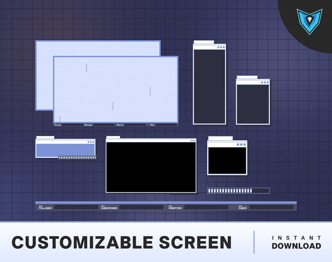 Animated Twitch Overlay Blue Pixels Twitch Overlay Cozy Etsy