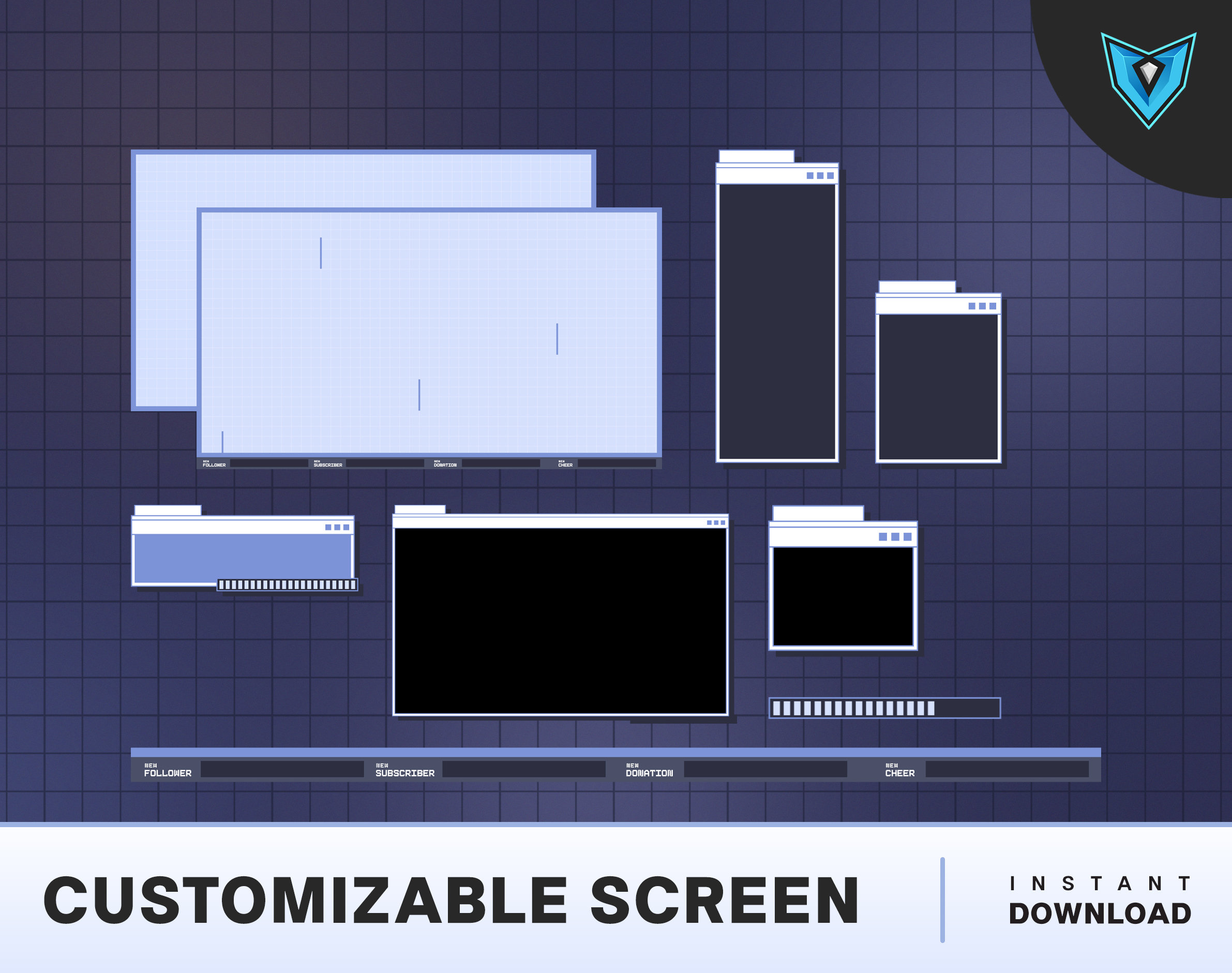 Animated Twitch Overlay Blue Pixels Twitch Overlay Cozy - Etsy