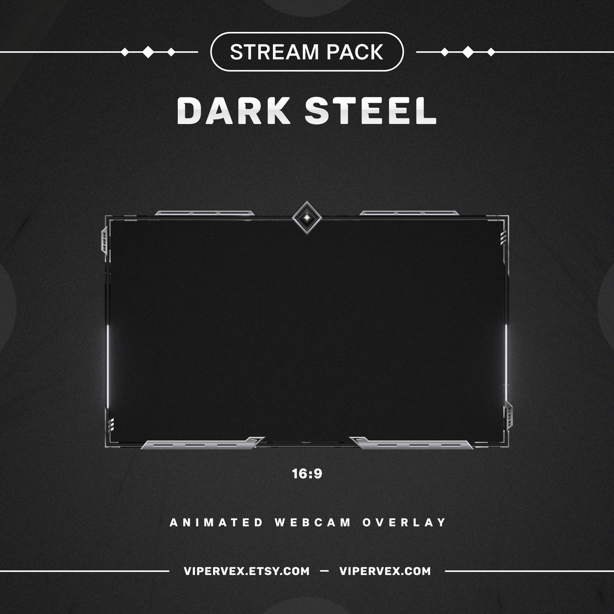 Black Twitch Overlay Stream Package, Black and White Twitch Overlay ...