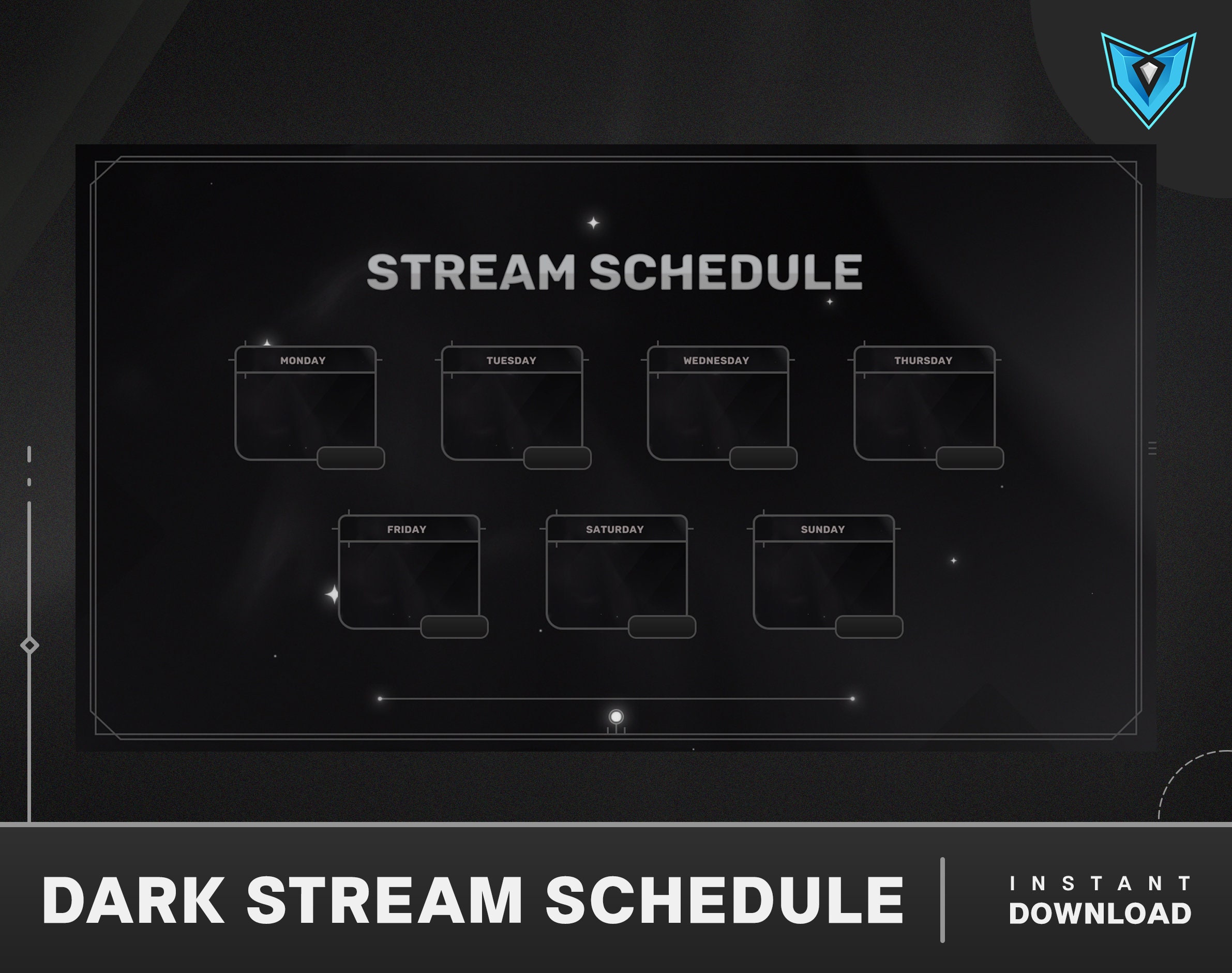 Black Twitch Stream Schedule Screen, Stream Schedule Vtuber, Cute ...
