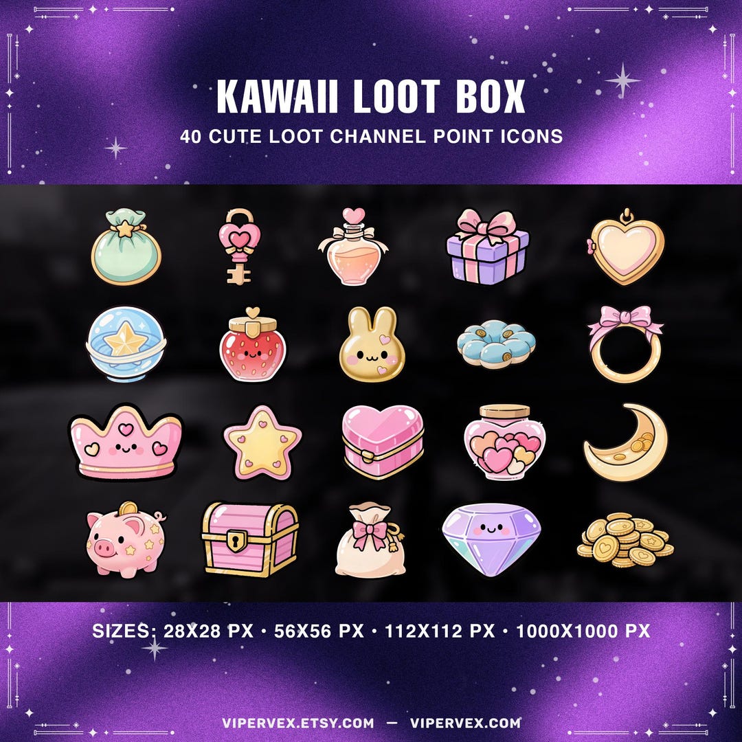 Kawaii Loot Twitch Channel Points | Cute Loot Rewards Icons • Kawaii ...