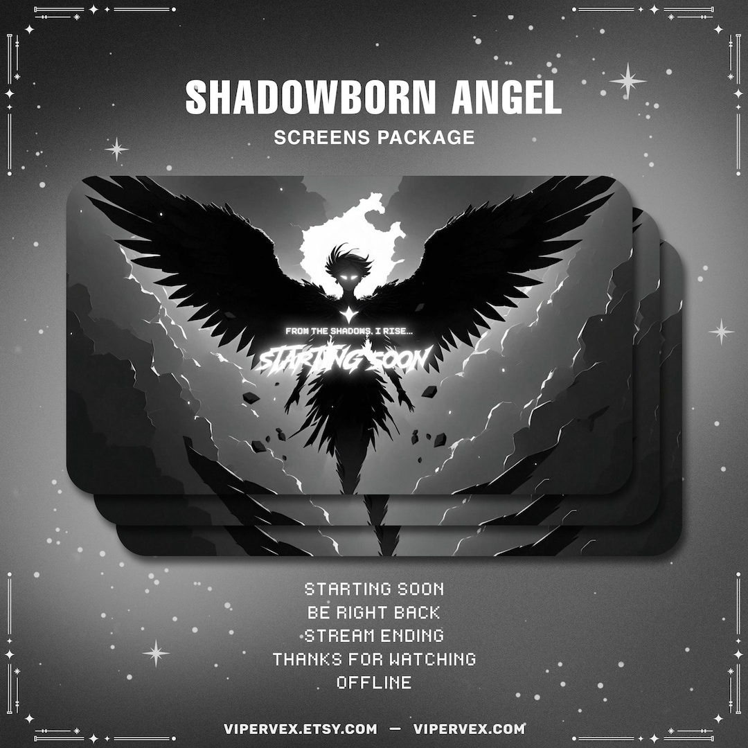 Dark Angel Stream Screens: Gothic Twitch Overlay Pack (animated) - Etsy