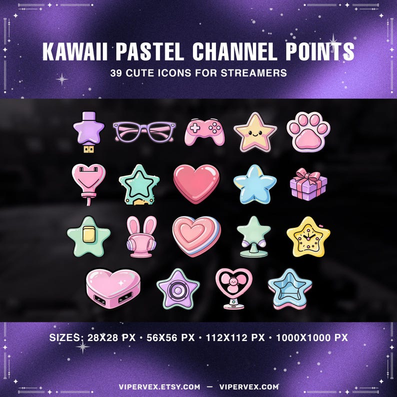 Kawaii Twitch Channel Points | Pastel Cute Rewards Icons • Streamer ...