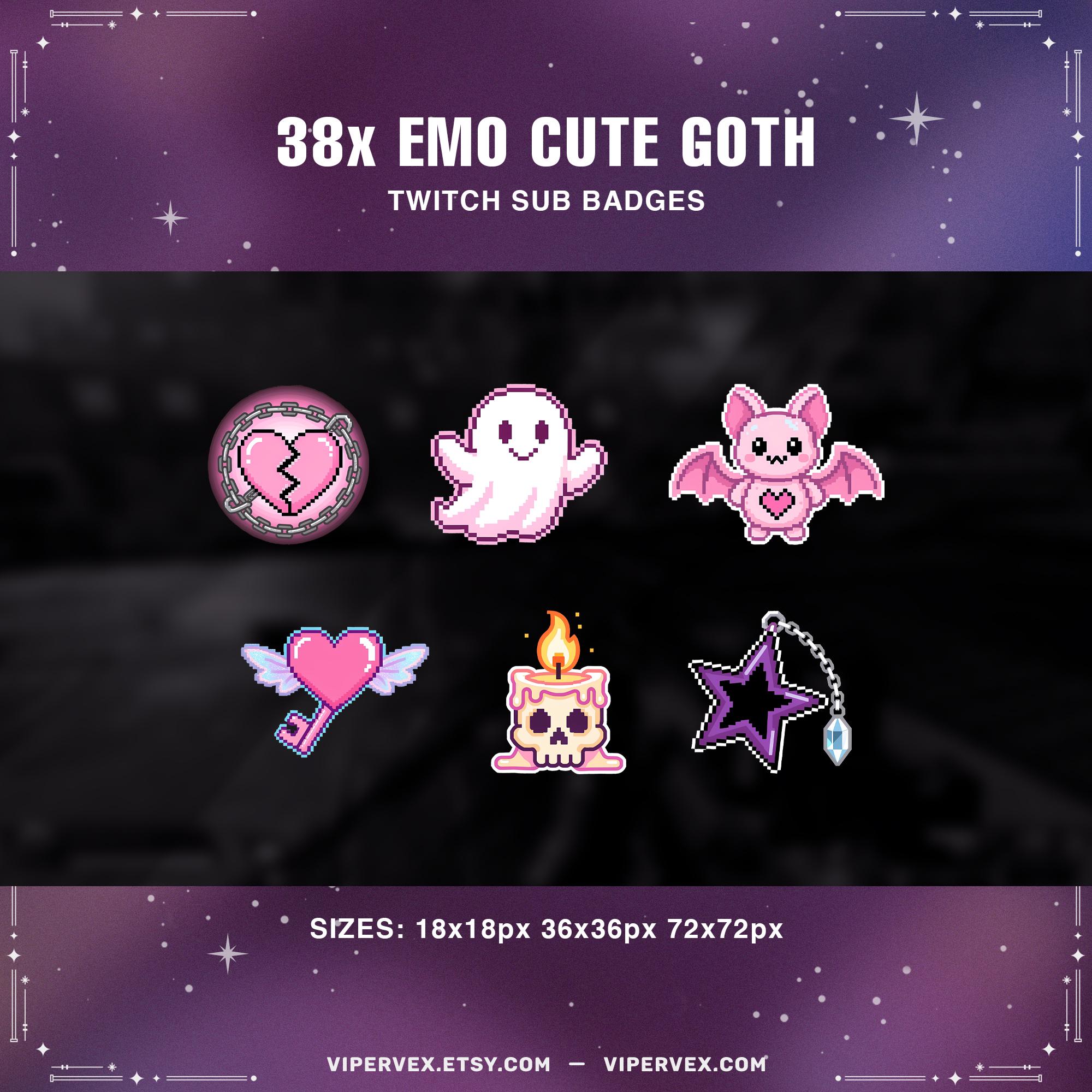 Pink Emo Goth Pixel Art Twitch Sub Badges (digital Download) - Etsy