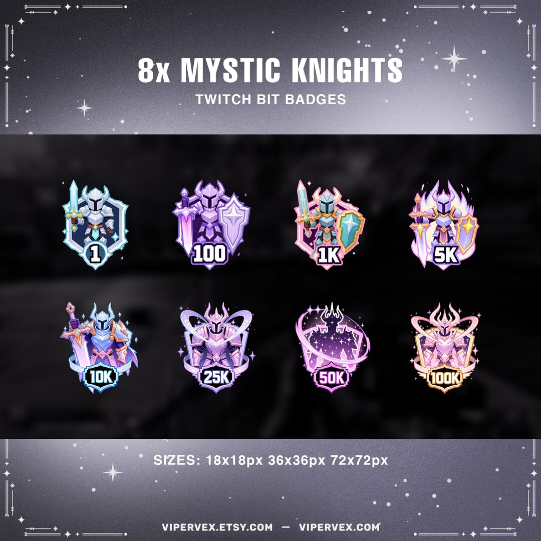 Mystic Knights Twitch Bit Badges | 8 Fantasy Warrior Icons for Twitch ...