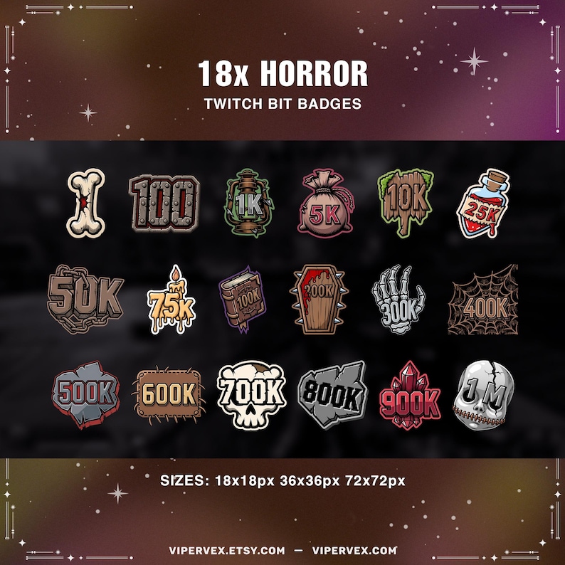 Horror Twitch Bit Badges | Halloween Streamer Icons (digital Download ...