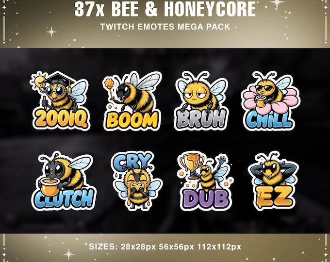 Bee Emotes / 8 Cute Bee Bundle / Emotes for Streamer Kawaii Emoji Pack ...