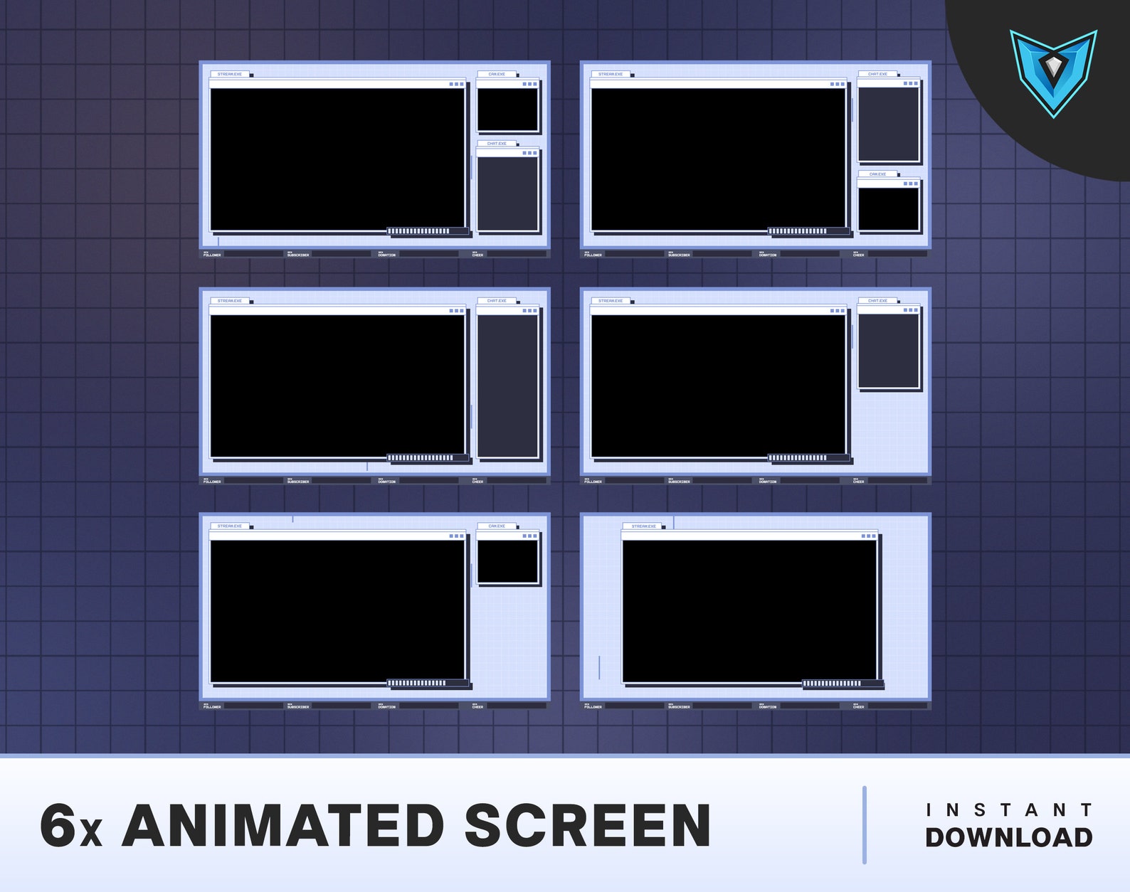 Animated Twitch Overlay Blue Pixels, Twitch Overlay Cozy, Kawaii Twitch ...