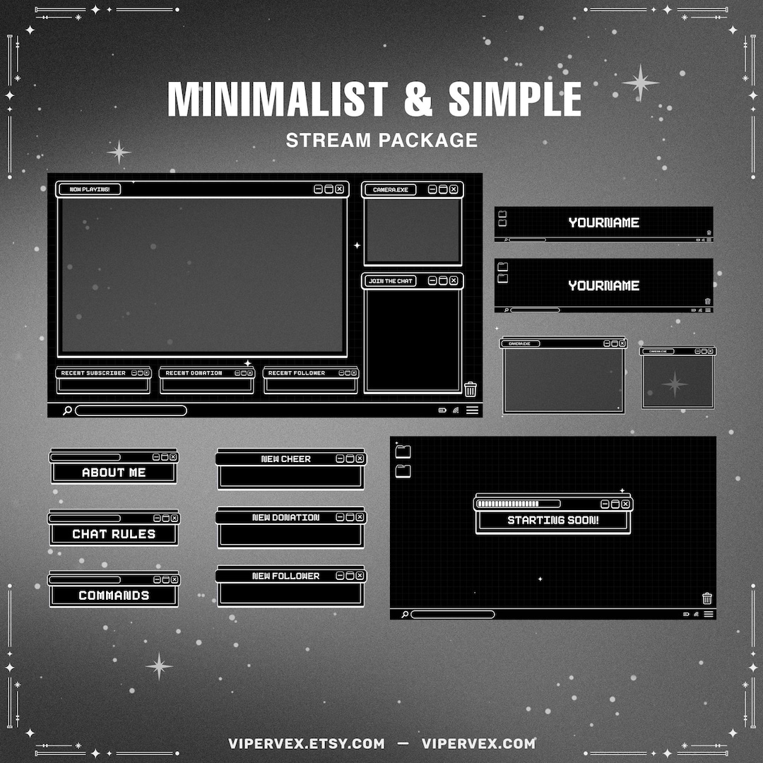 Animated Black Pixel Stream Package: Dark Twitch Overlay (digital ...