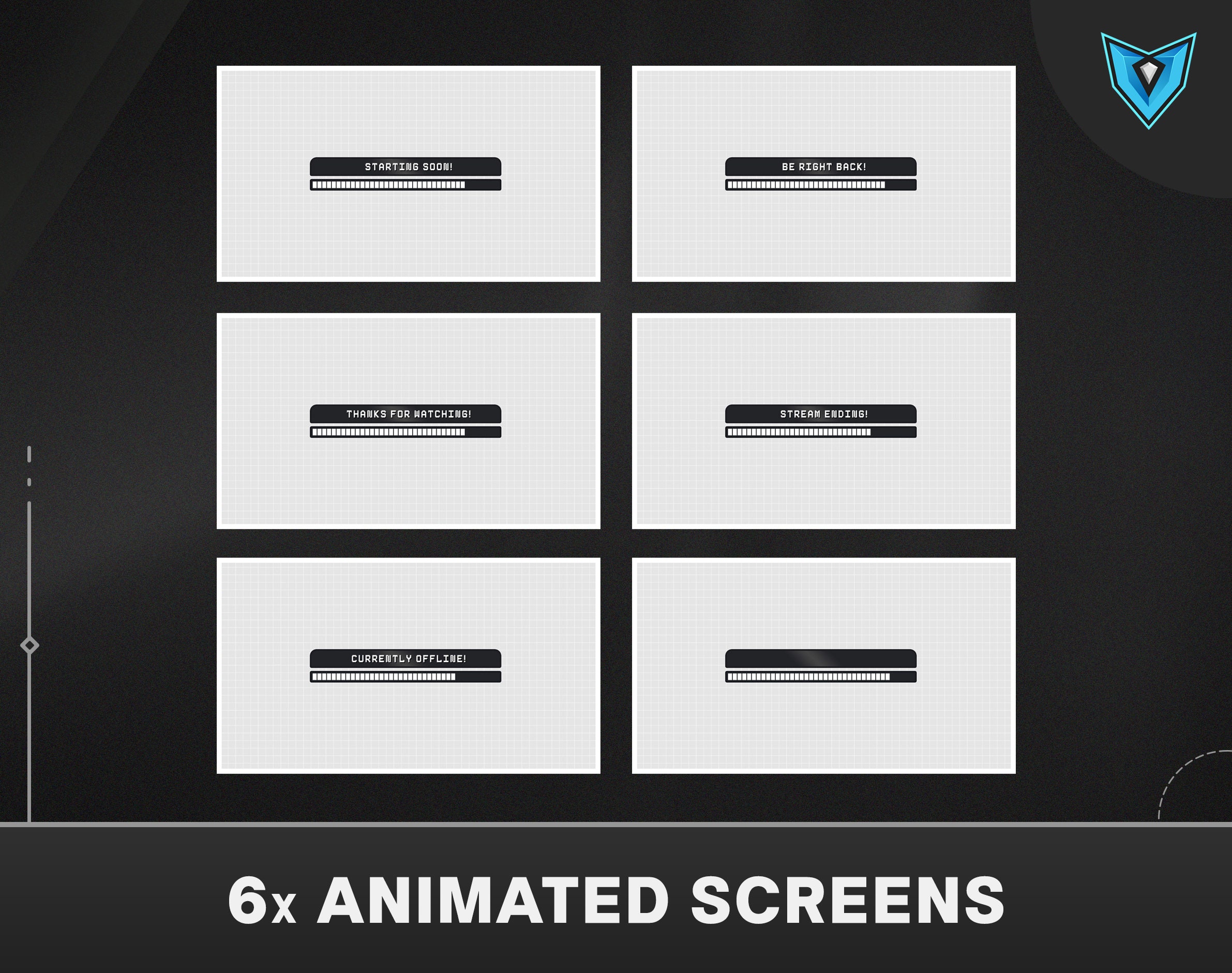 Twitch Overlay Black and White Minimalist Package, Twitch Starting Soon ...