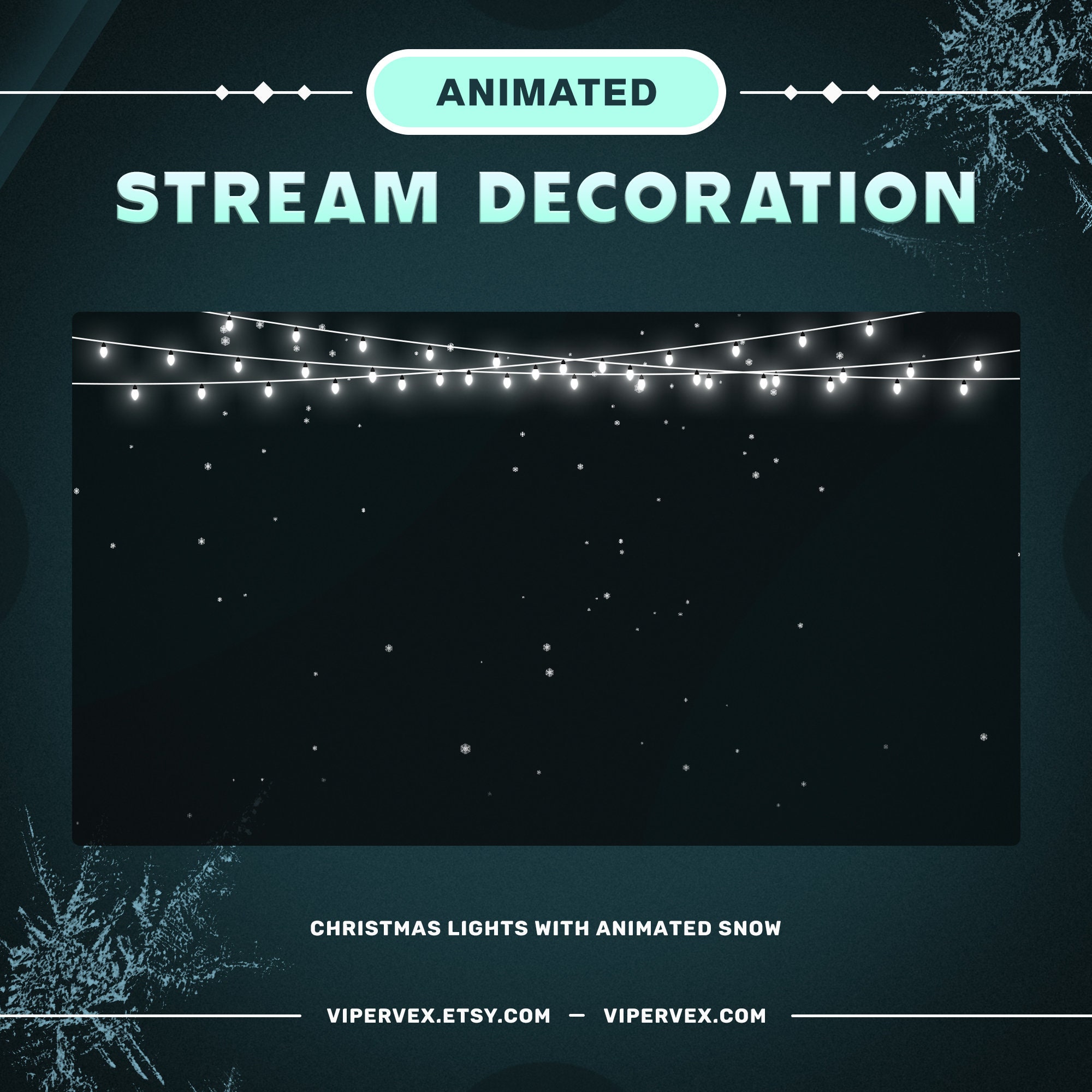 Christmas Lights Stream Decoration With Falling Snow, Winter Twitch ...