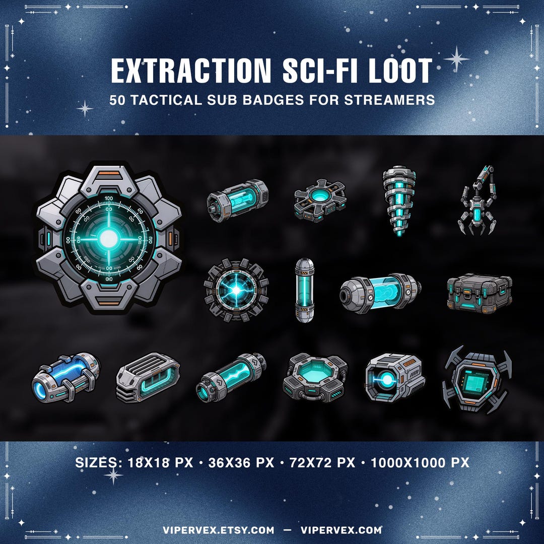 Sci-fi Loot Twitch Sub Badges | Futuristic Gaming Icons (50 PNG) - Etsy