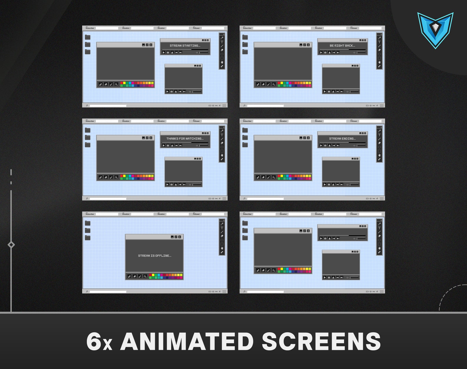 Animated Stream Overlay Package Blue, Twitch Loading Screen, Twitch ...