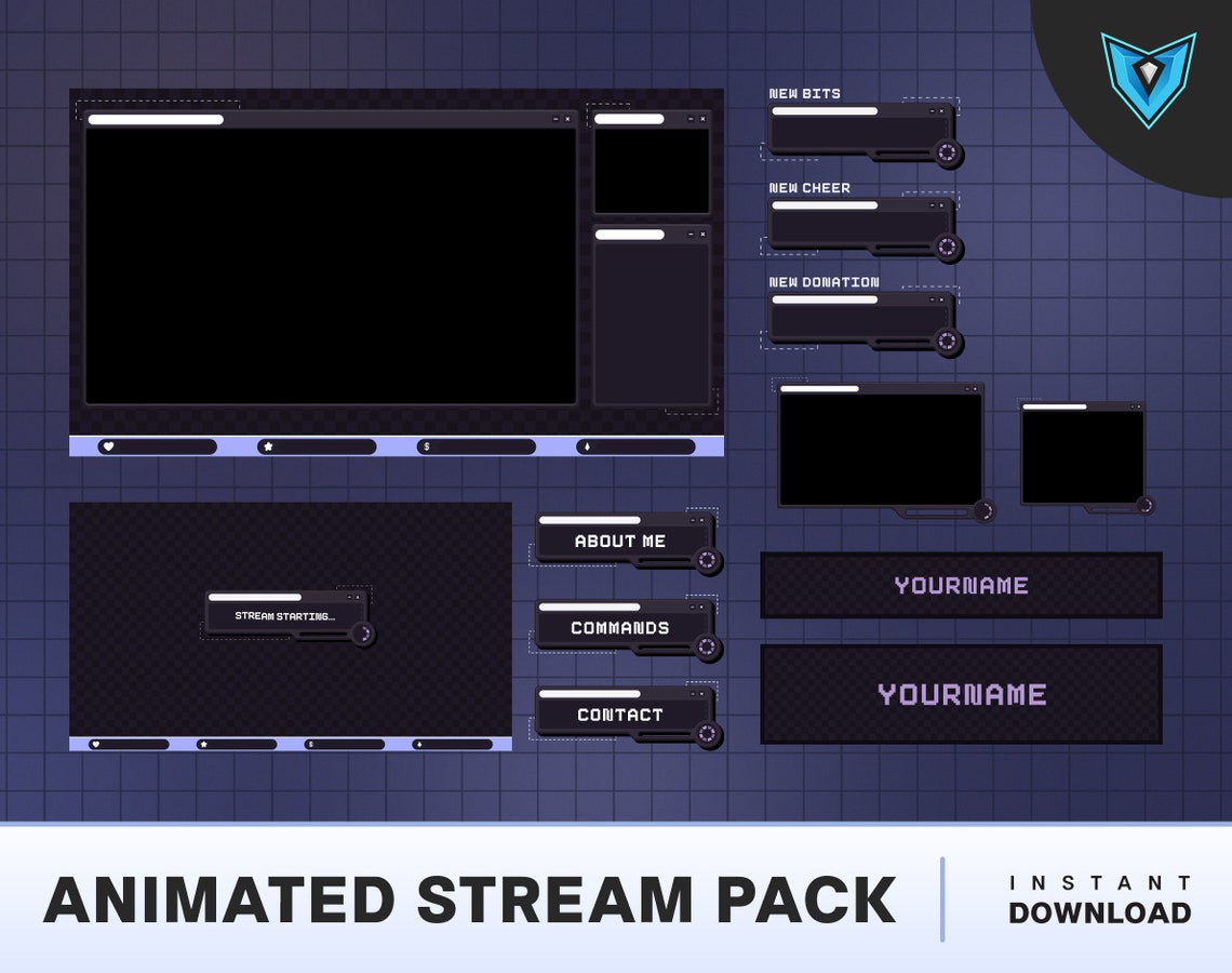 Animated Stream Package Overlay Dark Cozy Pixel Stream Pack - Etsy