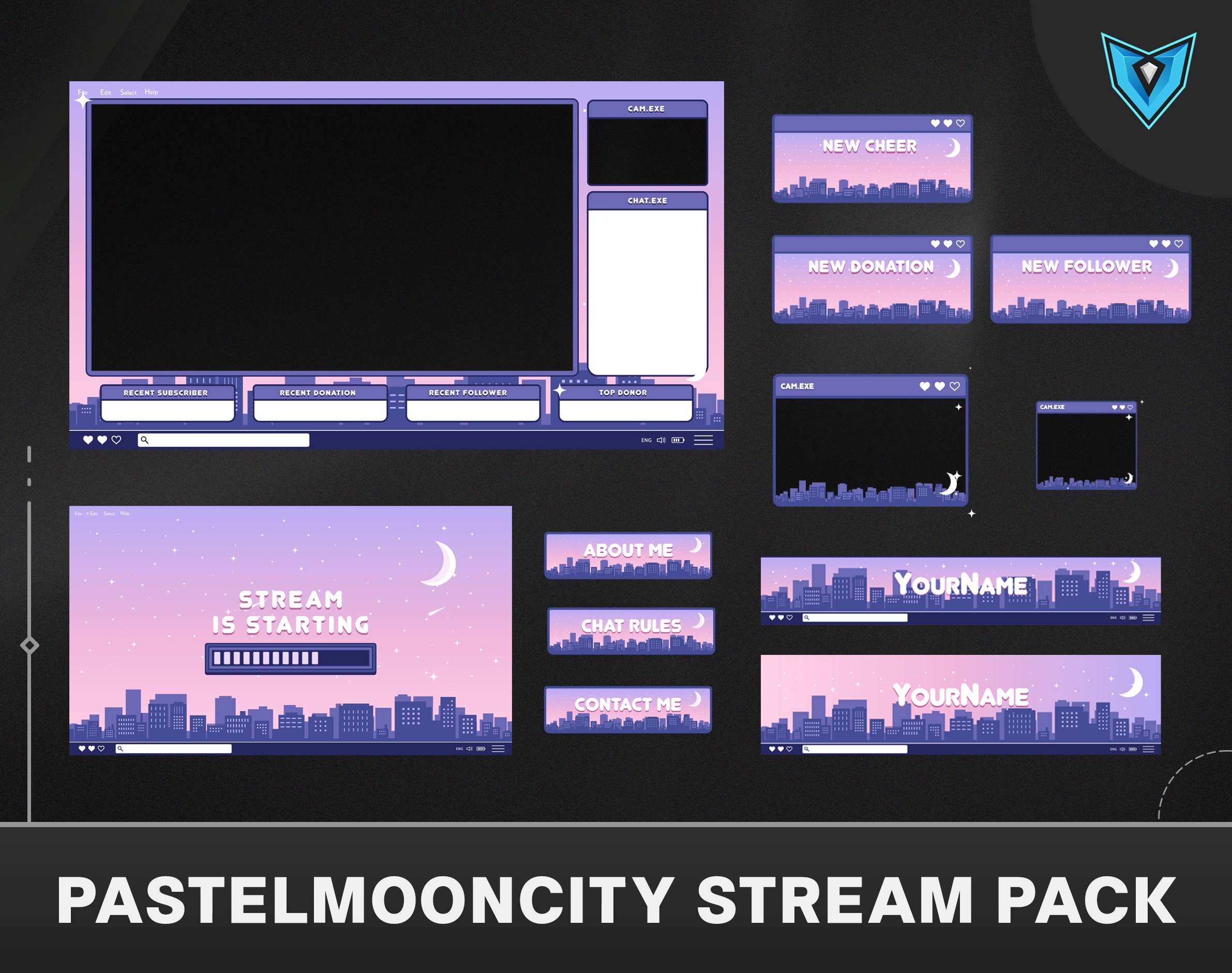 Pastel Lofi Twitch Overlay Stream Package, OBS Twitch Overlay, Twitch ...