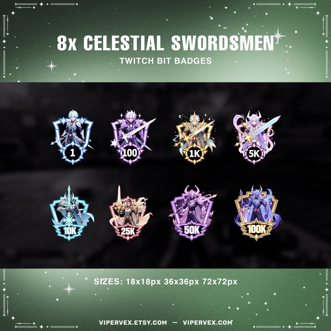 Swordsmen Twitch Bit Badges | 8 Epic Sword Icons for Twitch, Youtube ...