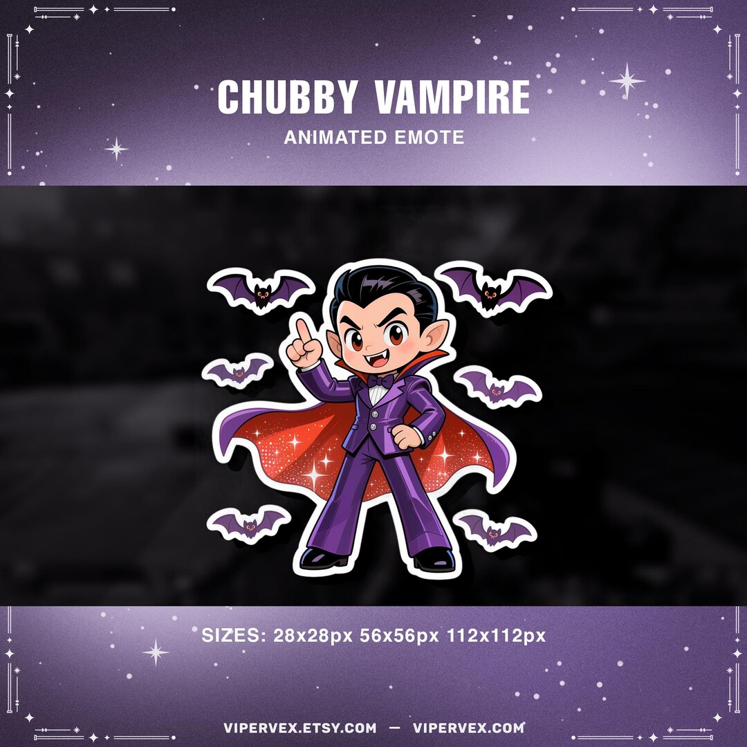 Chubby Vampire Animated Emote: Spooky Halloween Streamer Emoji (GIF) - Etsy