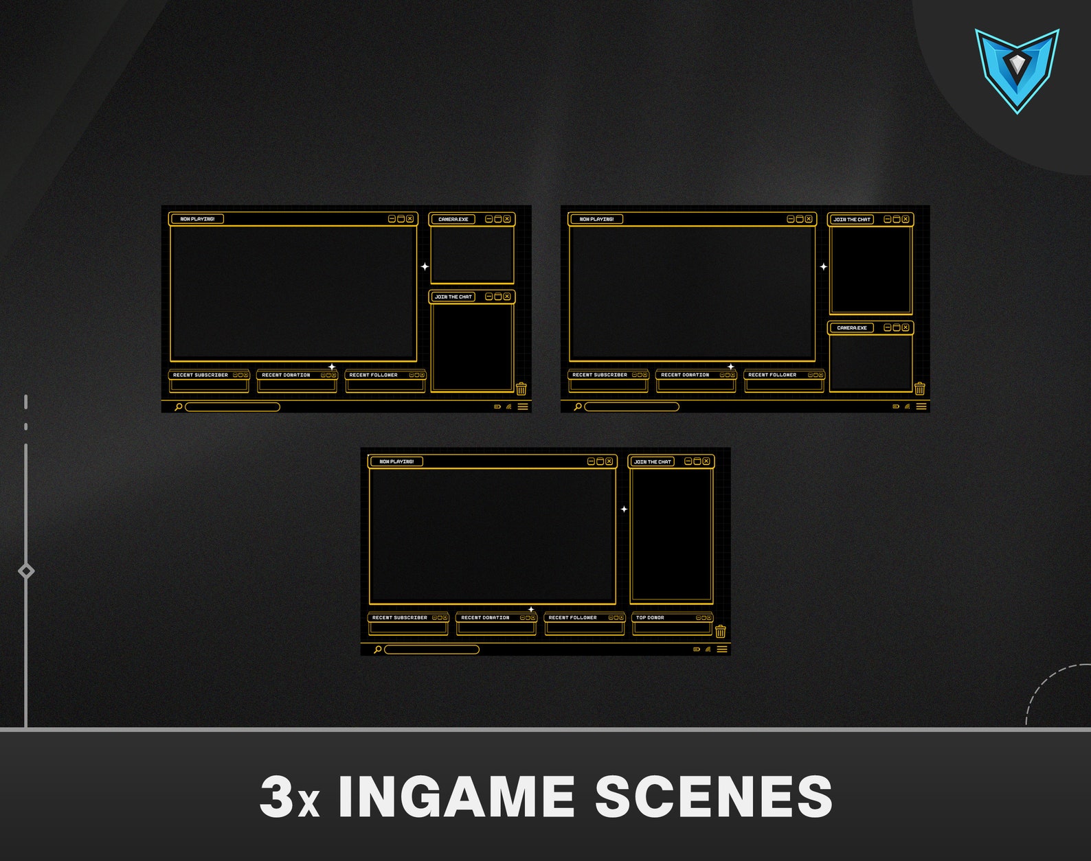 Animated Twitch Overlay Black and Yellow, Minimal Twitch Scene, Vtuber ...