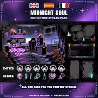 Emo Animated Stream Package RED | Twitch Overlay | Black Custom Vtuber ...