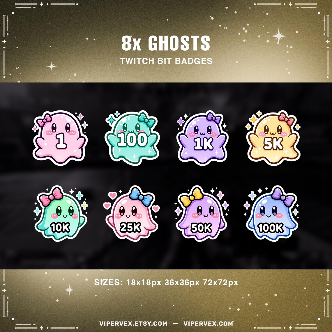 Ghosts Twitch Bit Badges | 8 Spooky Ghost Icons for Twitch, Youtube ...