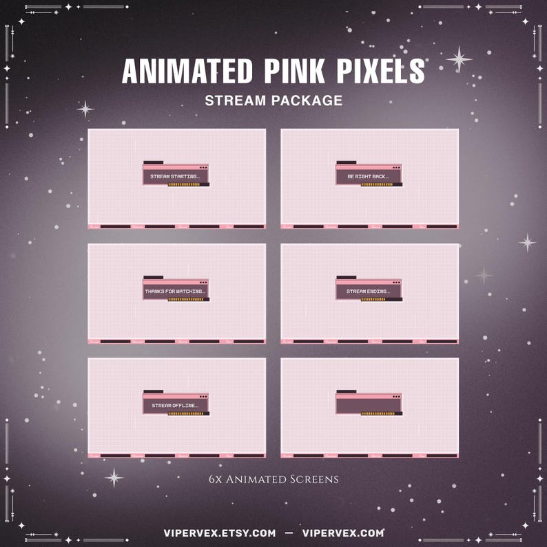 Animated Pink Pixel Twitch Overlay: Kawaii Vtuber Stream Package - Etsy