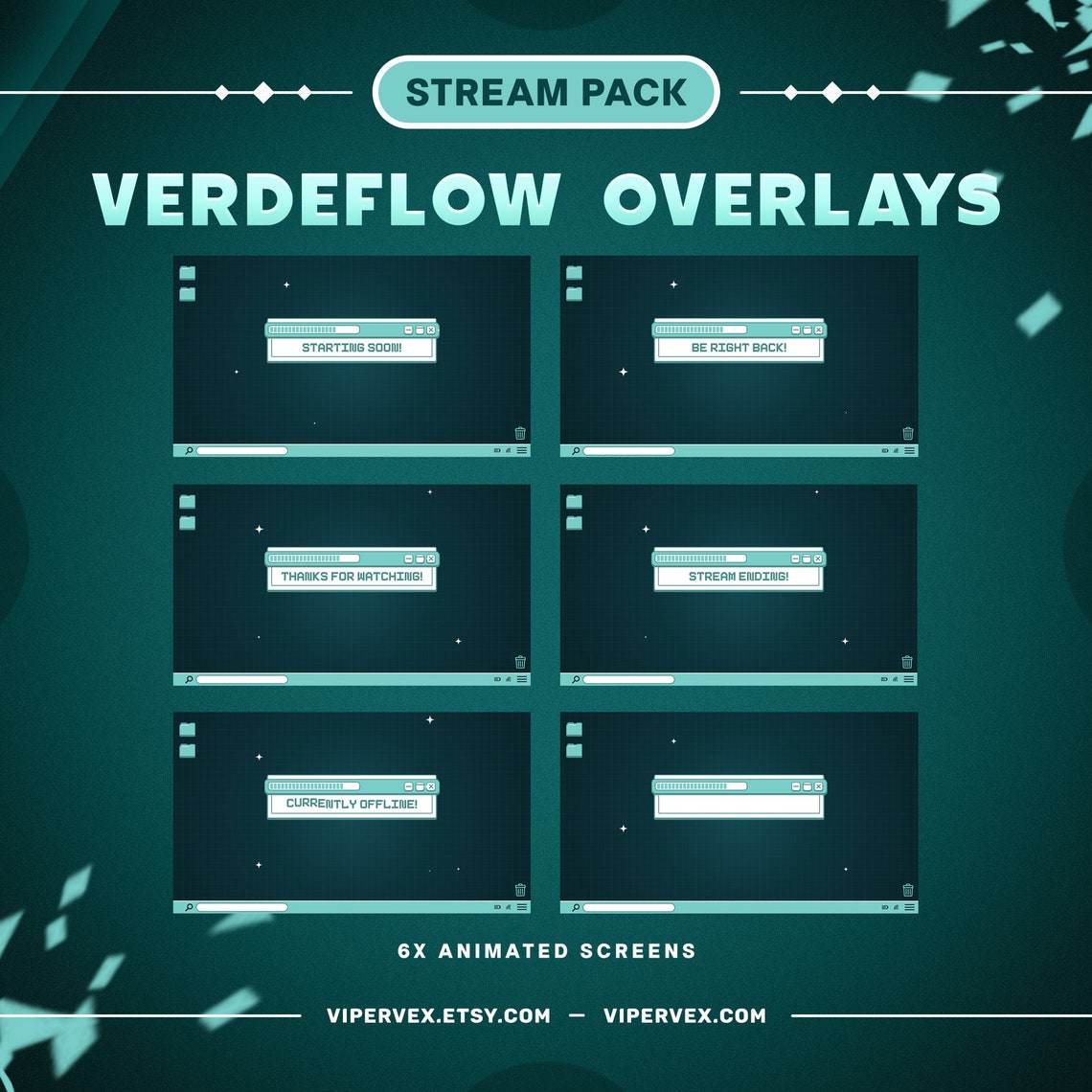 Green Animated Stream Overlay Pack, Twitch Panels, Youtube Stream ...