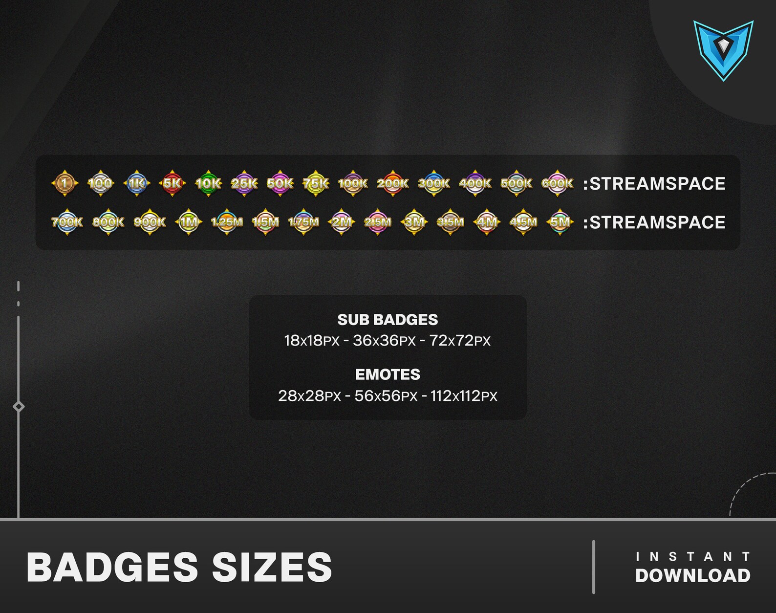 Twitch Sub Badges Bit Package, Cheer Badges, Numbers Bit Badges, Twitch ...