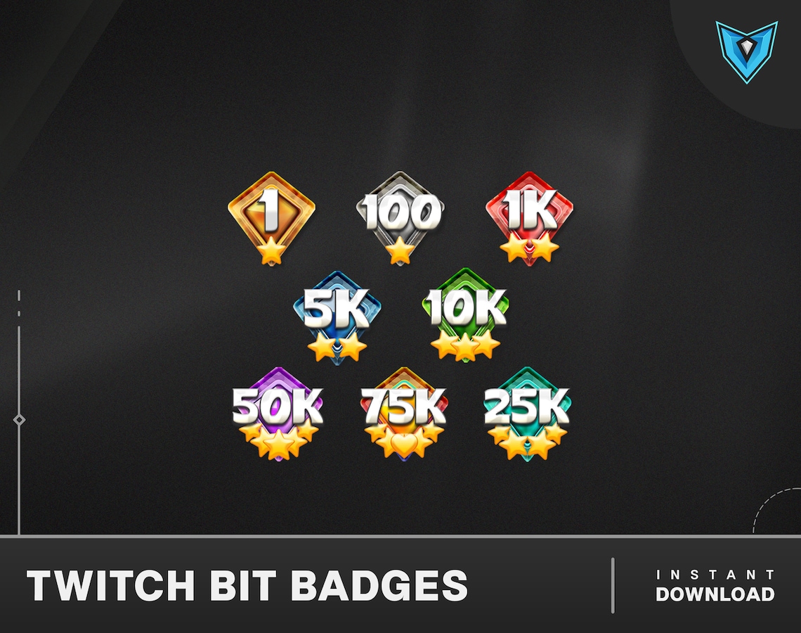 Twitch Bit Badges Cute Numbered, Bit Badges, Sub Badges, 18 Bit Badges ...