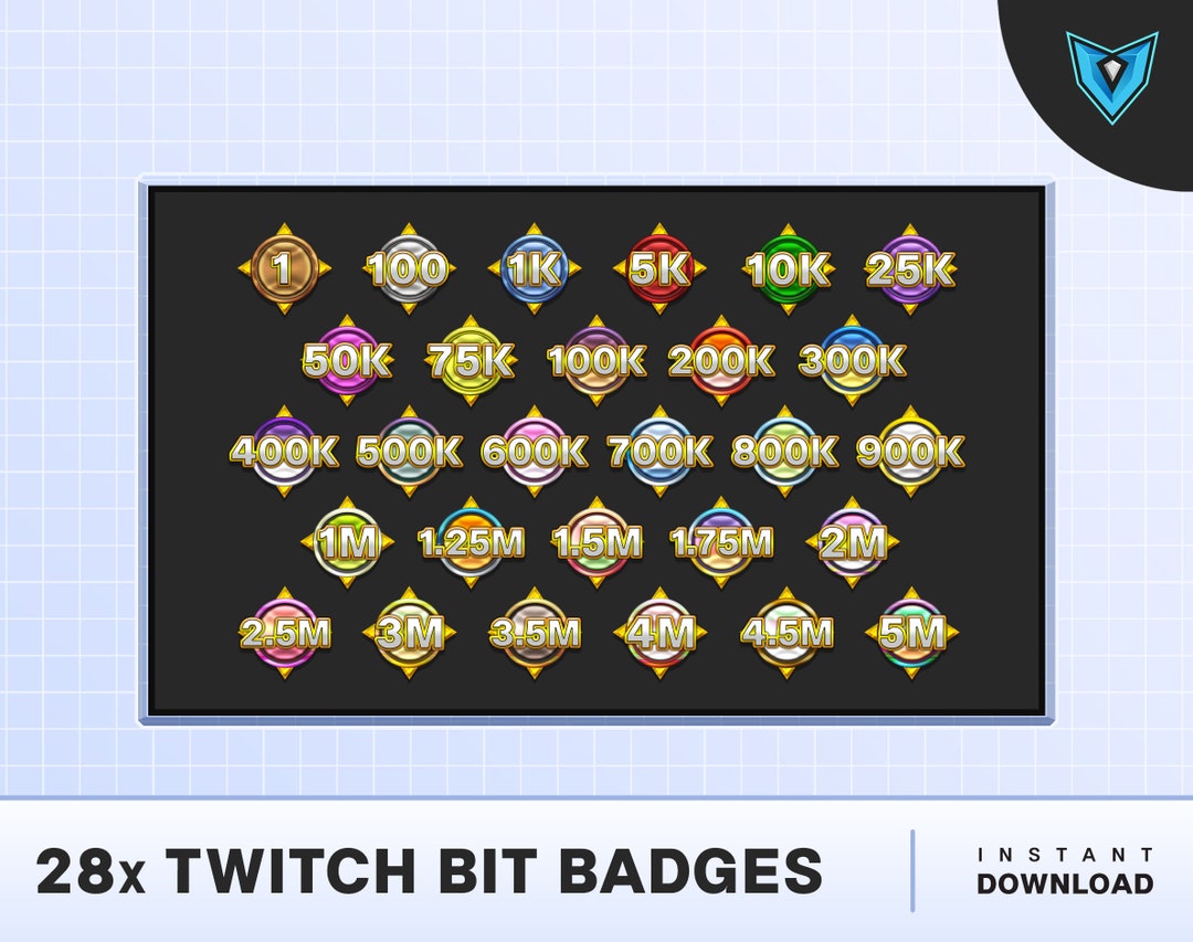 Twitch Sub Badges Bit Package Cheer Badges Numbers Bit - Etsy