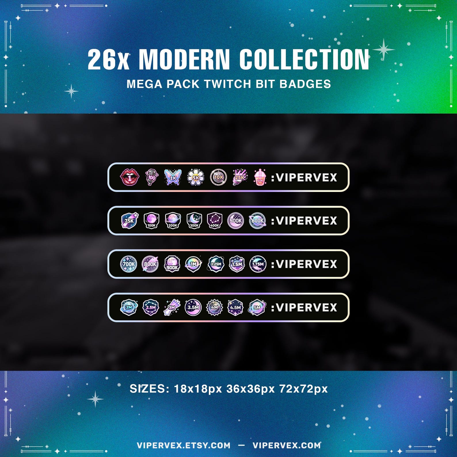 Modern Twitch Bit Badges: 22 Sleek Streamer Badges (digital Download ...