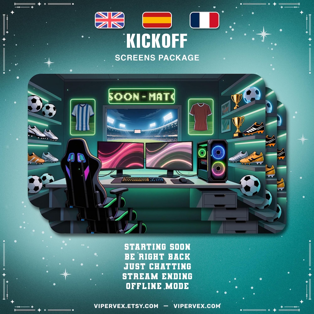 Dynamic Soccer Stream Graphics Pack: Multilingual Football Overlay ...