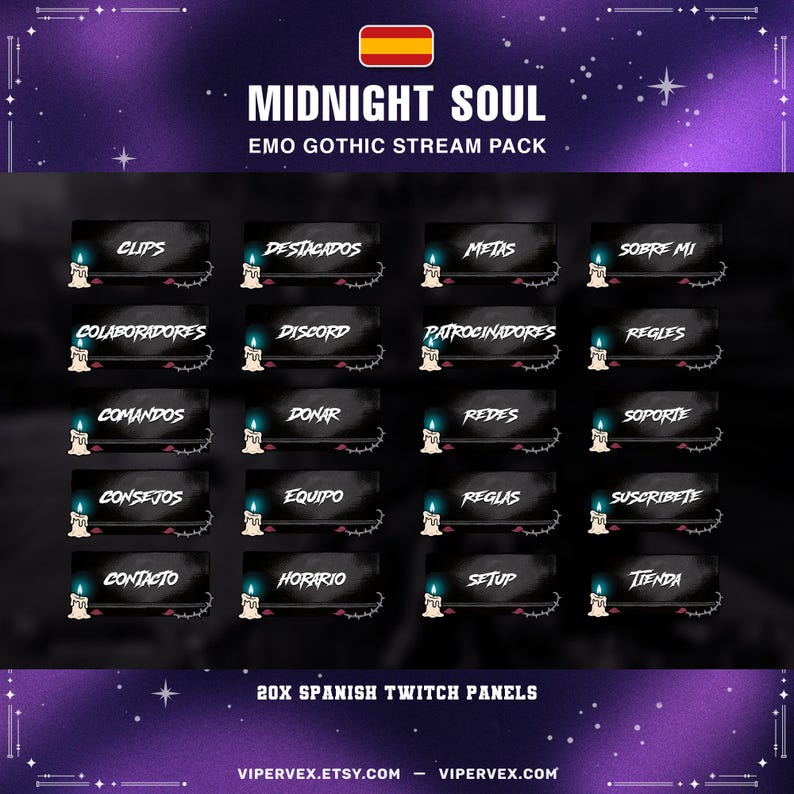 Emo Gothic Twitch Overlay Bundle – Animated Stream Screens ...