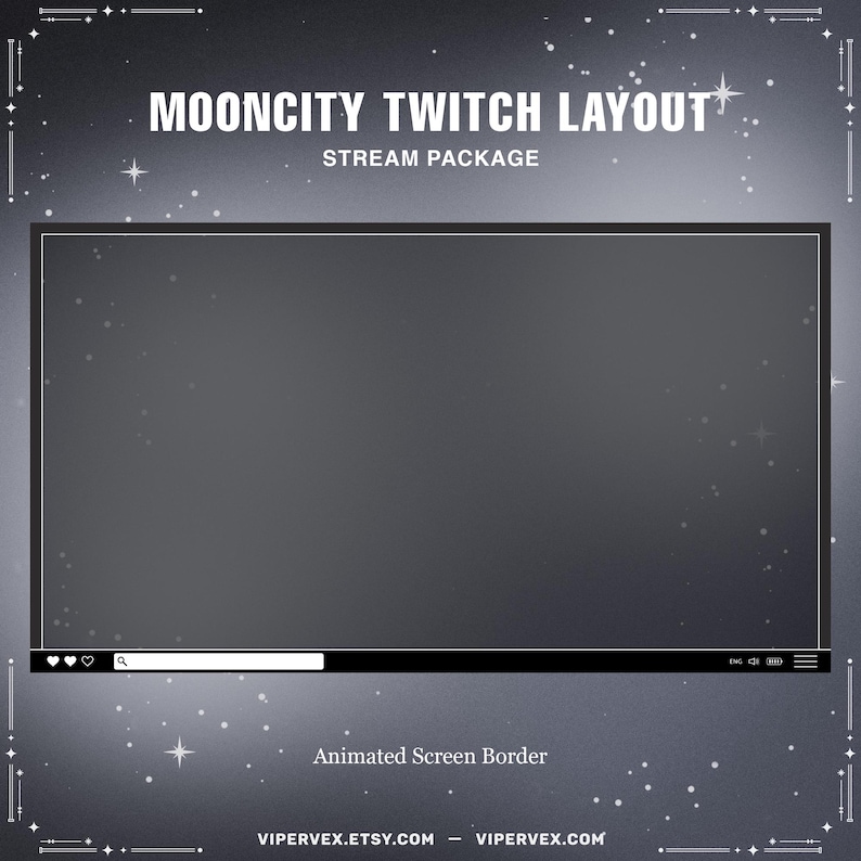 Animated Moon Twitch Overlay Package: Dark Stream Layout (digital ...