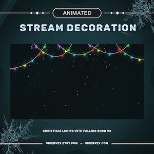 Christmas Lights Stream Decoration With Falling Snow, Winter Twitch ...