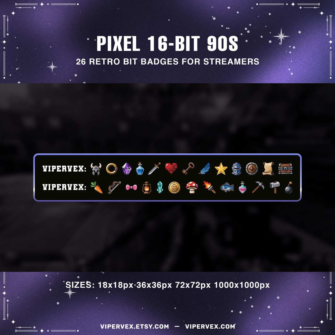 16-bit Pixel Art Twitch Badges | Retro Gaming Icons (PNG) - Etsy