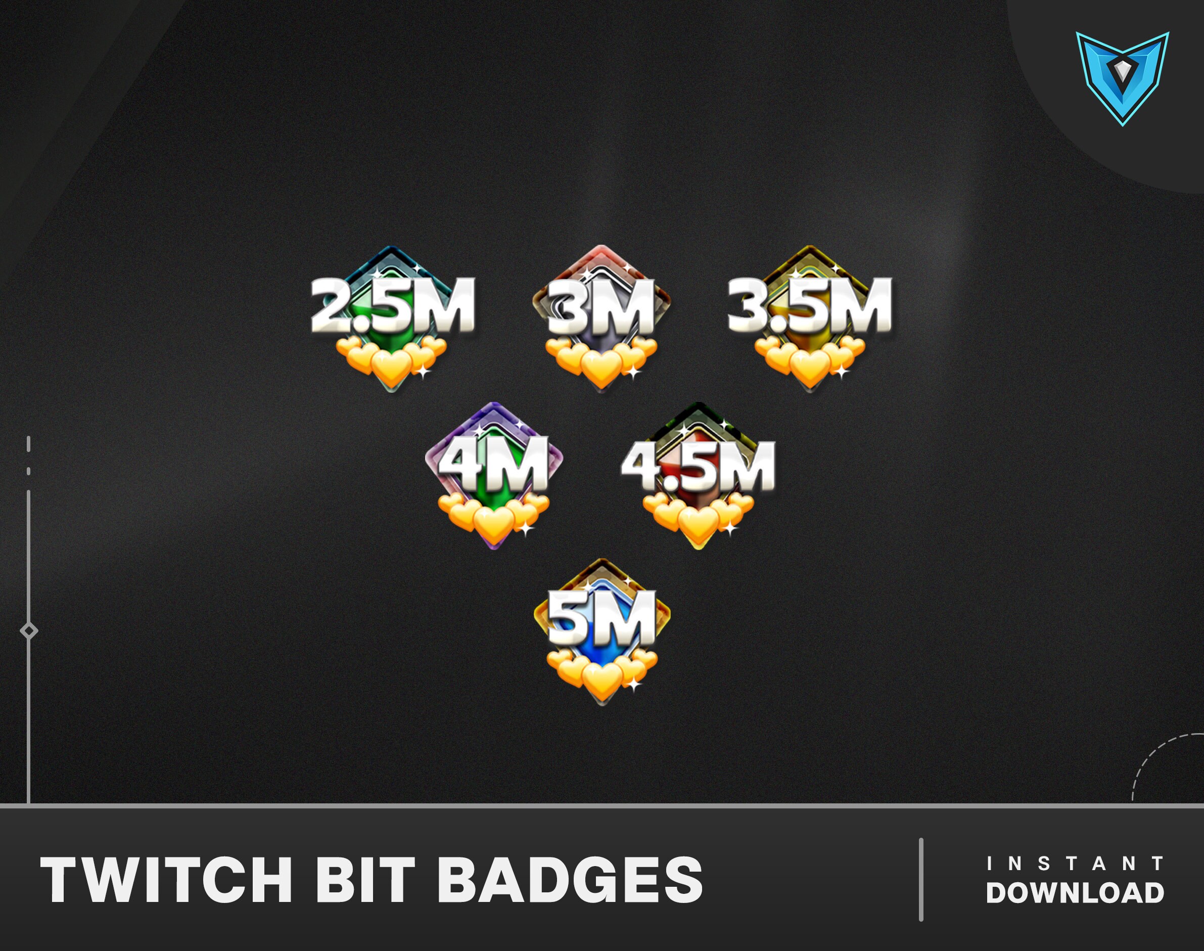 Twitch Bit Badges Cute Numbered, Bit Badges, Sub Badges, 18 Bit Badges ...