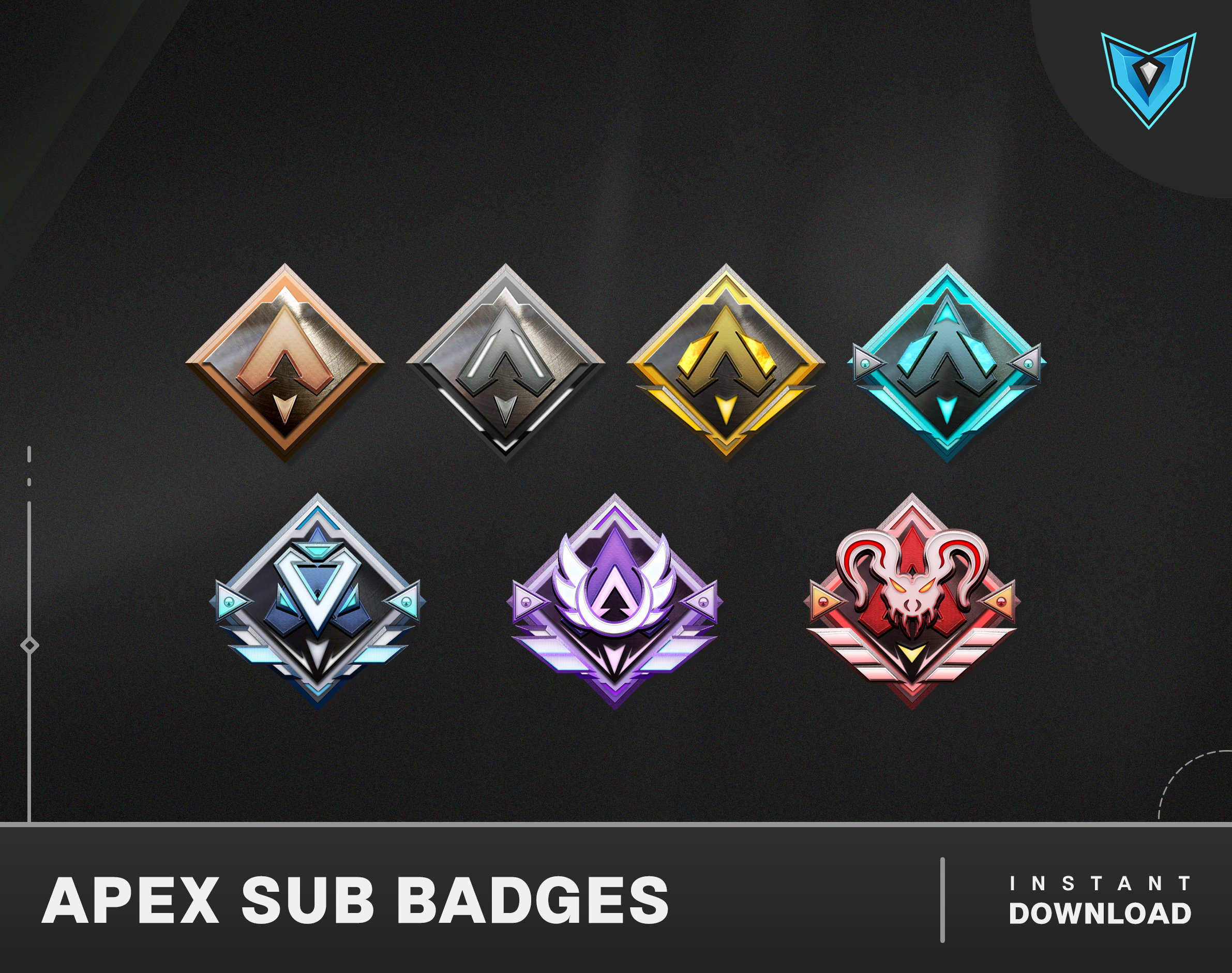 Apex Sub Badges for Twitch, Apex Twitch Emotes, Twitch Sub Badges Apex ...