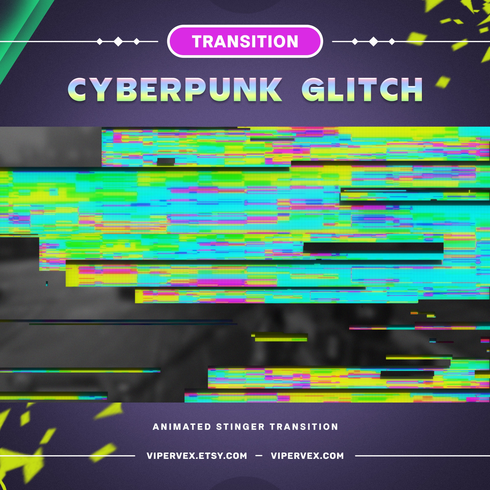 Cyberpunk Stinger Transition Glitch Digital With Sound, Vtuber Stinger ...