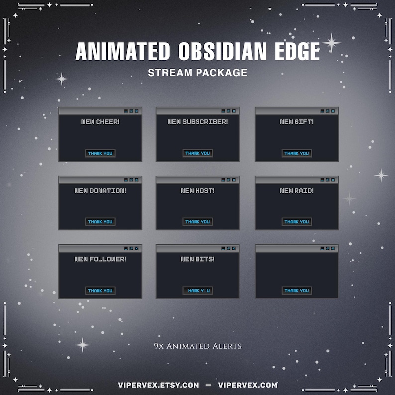 Gray Animated Stream Overlay Package, Twitch Screens, Alerts, Banners ...
